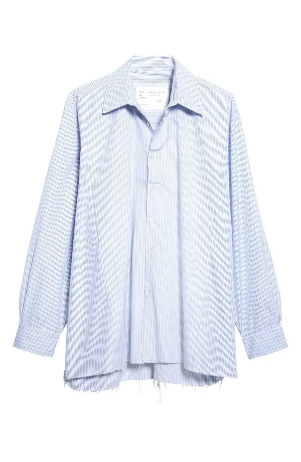 Camiel Fortgens Oversize Stripe Pocket Button-Up Shirt In Blue